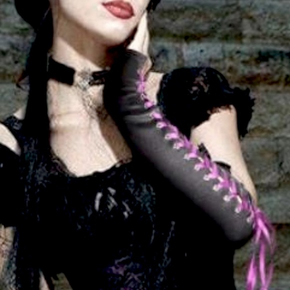 Boutique | Accessories | Nwt Fingerless Goth Black Satin Corset Gloves ...